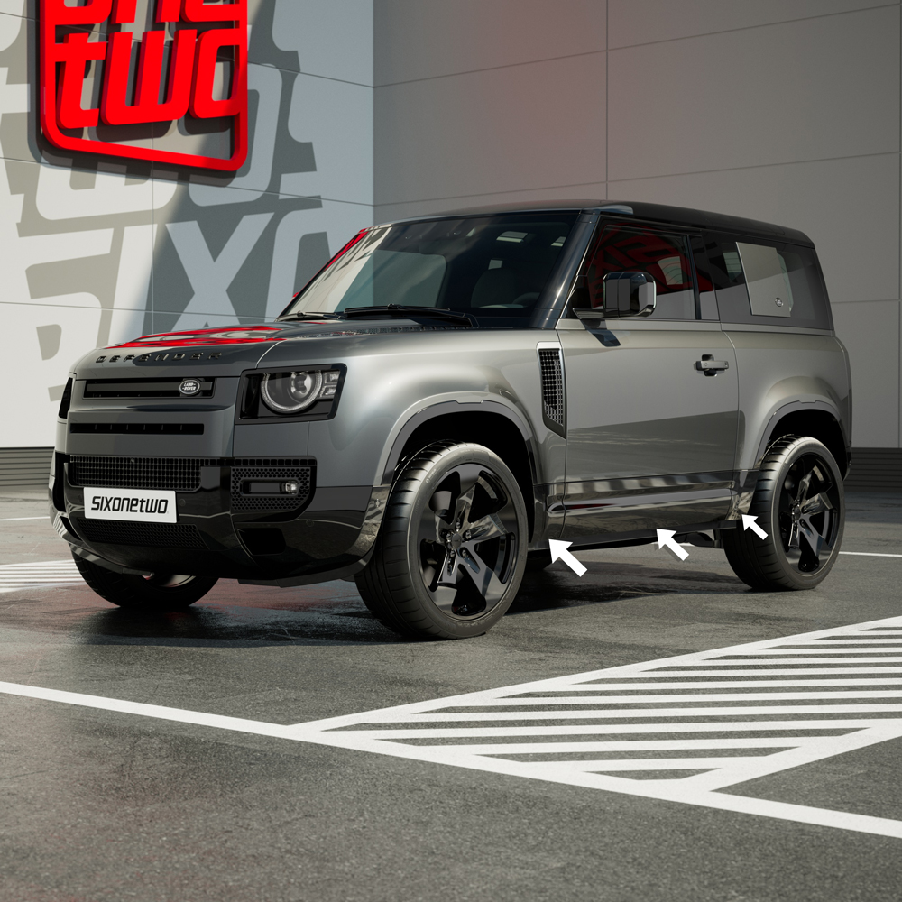 Lower Door Trim Kit in High Gloss Black for Land Rover Defender 90 L663 ...